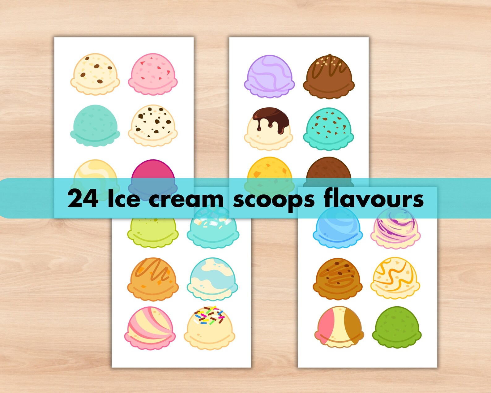 Count the Ice Cream Scoops, Printable Preschool Math Counting 1-20 ...