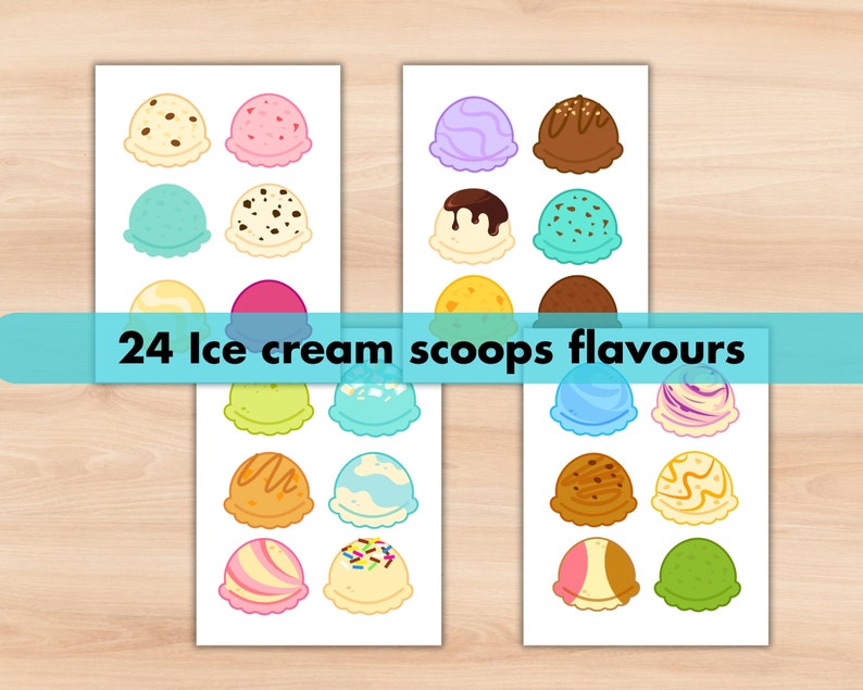 Count the Ice Cream Scoops, Printable Preschool Math Counting 1-20 ...
