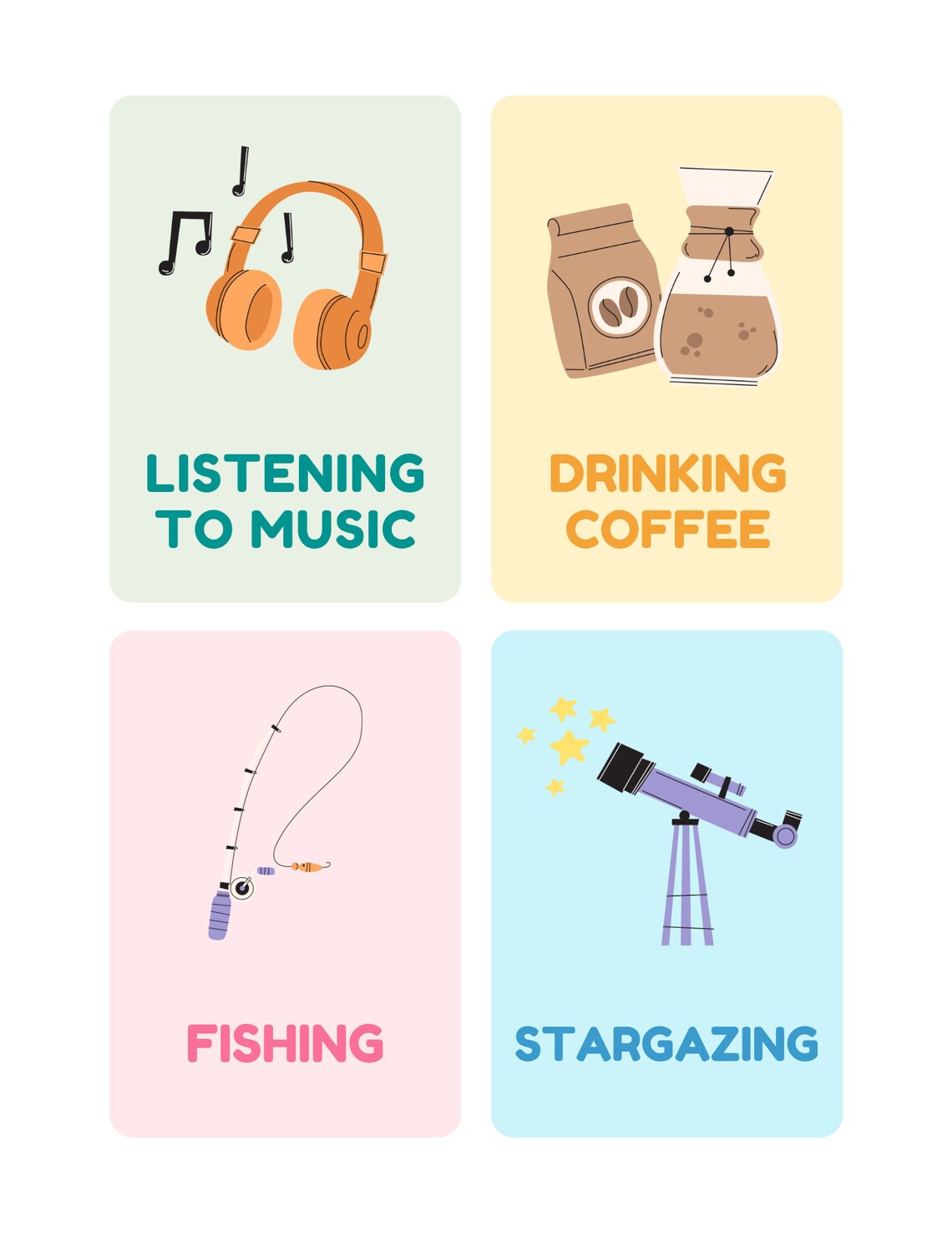 32 Hobby Flashcards, Printable Montessori Flash Cards,pre-school Cards ...