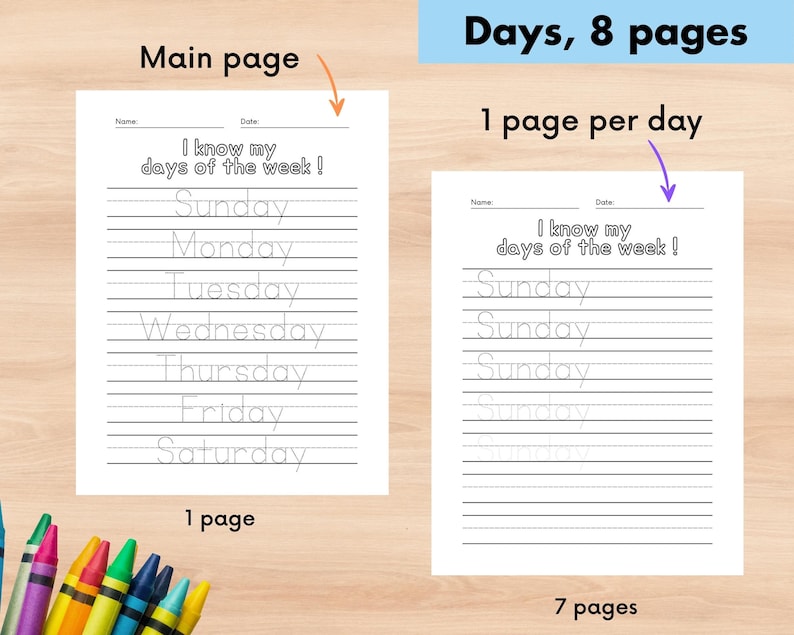 Canva EDITABLE Tracing Months Preschool Worksheet, Days of the Week ...