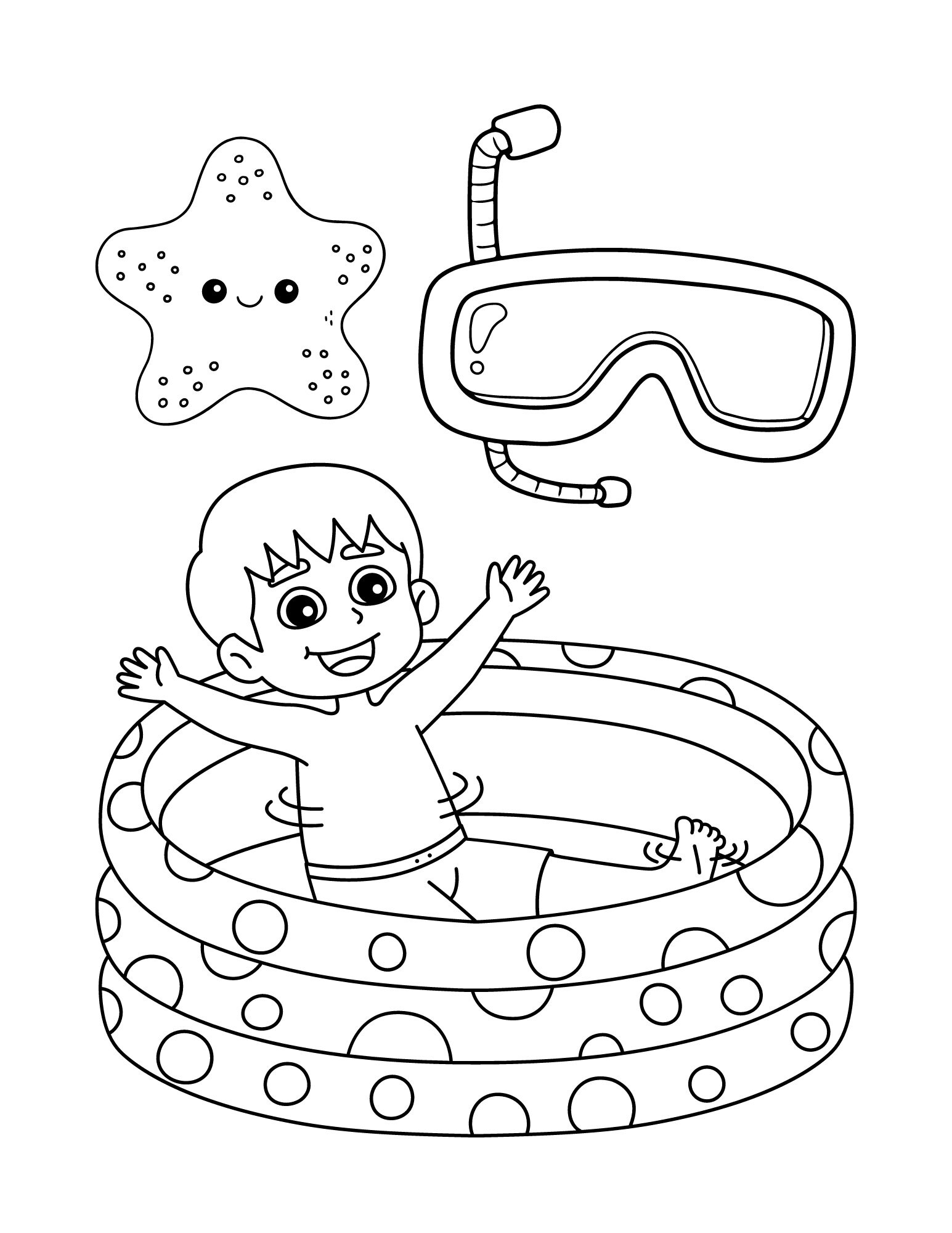 Summer Coloring Jumbo Pages for Kids, Printable Toddlers Kawaii ...