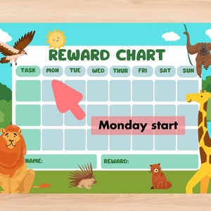 Safari Animal Reward Chart Toddler, Jungle Potty Training,printable ...