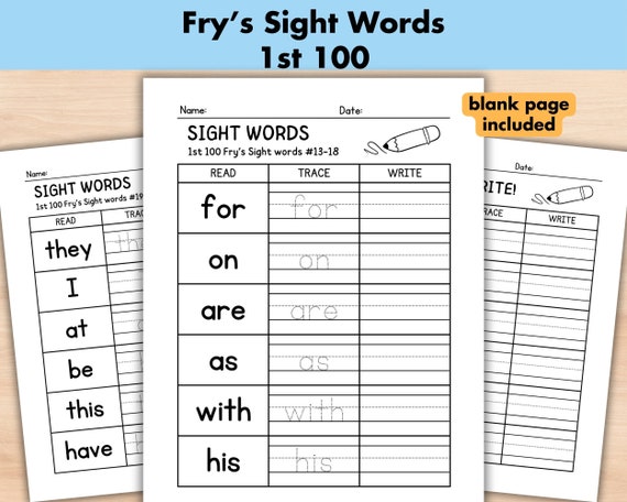 1st Grade Sight Words Printables Worksheets