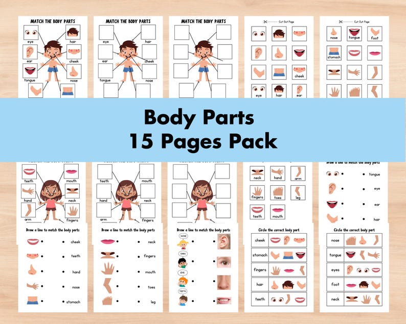 Body Part Matching Game, Toddler Busy Book Page, Instant Download ...