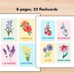 32 Flowers Flashcards, Flower Vocabulary Nature Cards,printable ...