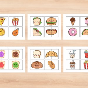 Food Matching Card Game, Symmetry Puzzle, Printable Toddler Preschool ...