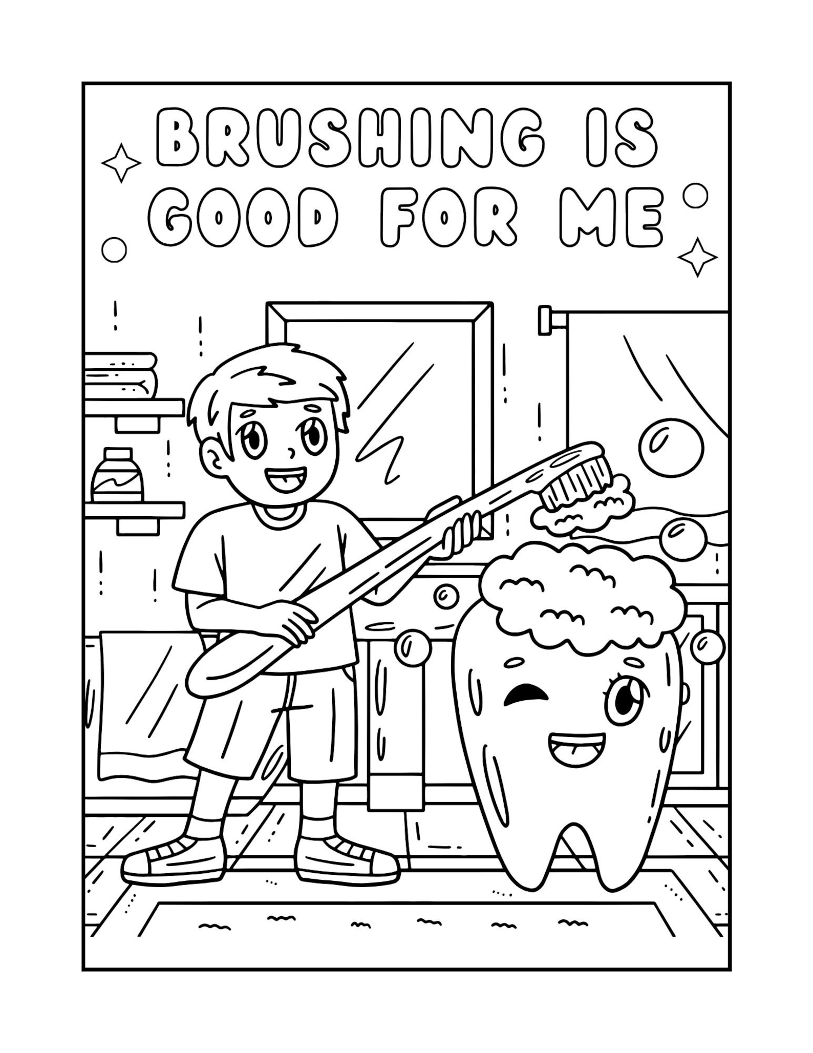 Dental Teeth Coloring Pages, Cute Kids Tooth Coloring Sheets, Dental ...