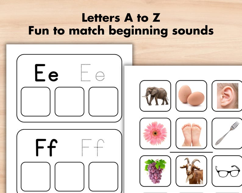 Beginning Sounds Letter Match Phonics Activity for Preschool, Real ...