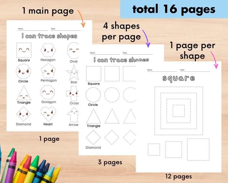 Printable Shape Tracing Worksheet, Preschool Basic Shape Homeschool ...
