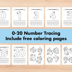 Number Tracing Worksheet, Printable Dough Mat Preschool Numbers 0-20 ...