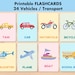 24 Vehicles Flashcards, Printable Montessori Flash Cards,pre-school ...