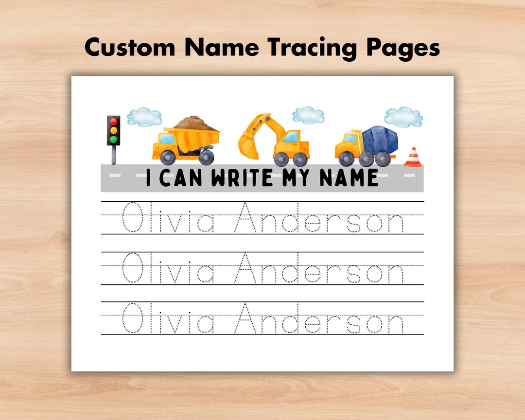 Construction Custom Name Tracing Sheet Personalized Name Trace ...