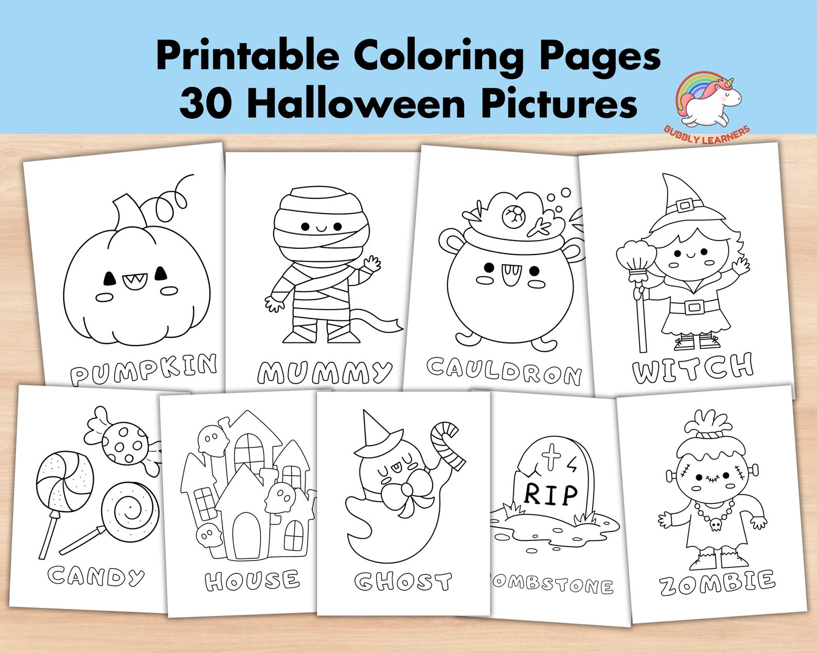 30 Jumbo Halloween Coloring Pages, Kids Halloween Coloring Sheets ...