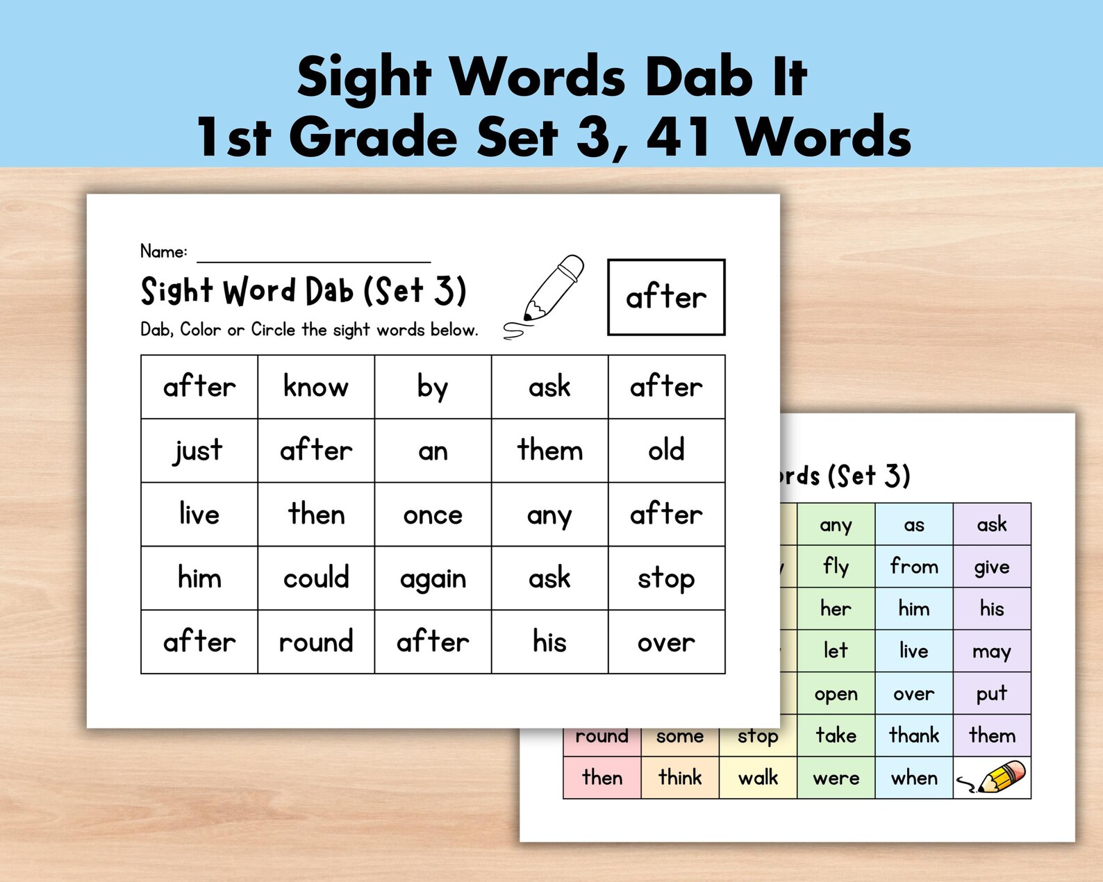 Sight Word Dab It Worksheet, Sight Word Activity, Printable Worksheets ...
