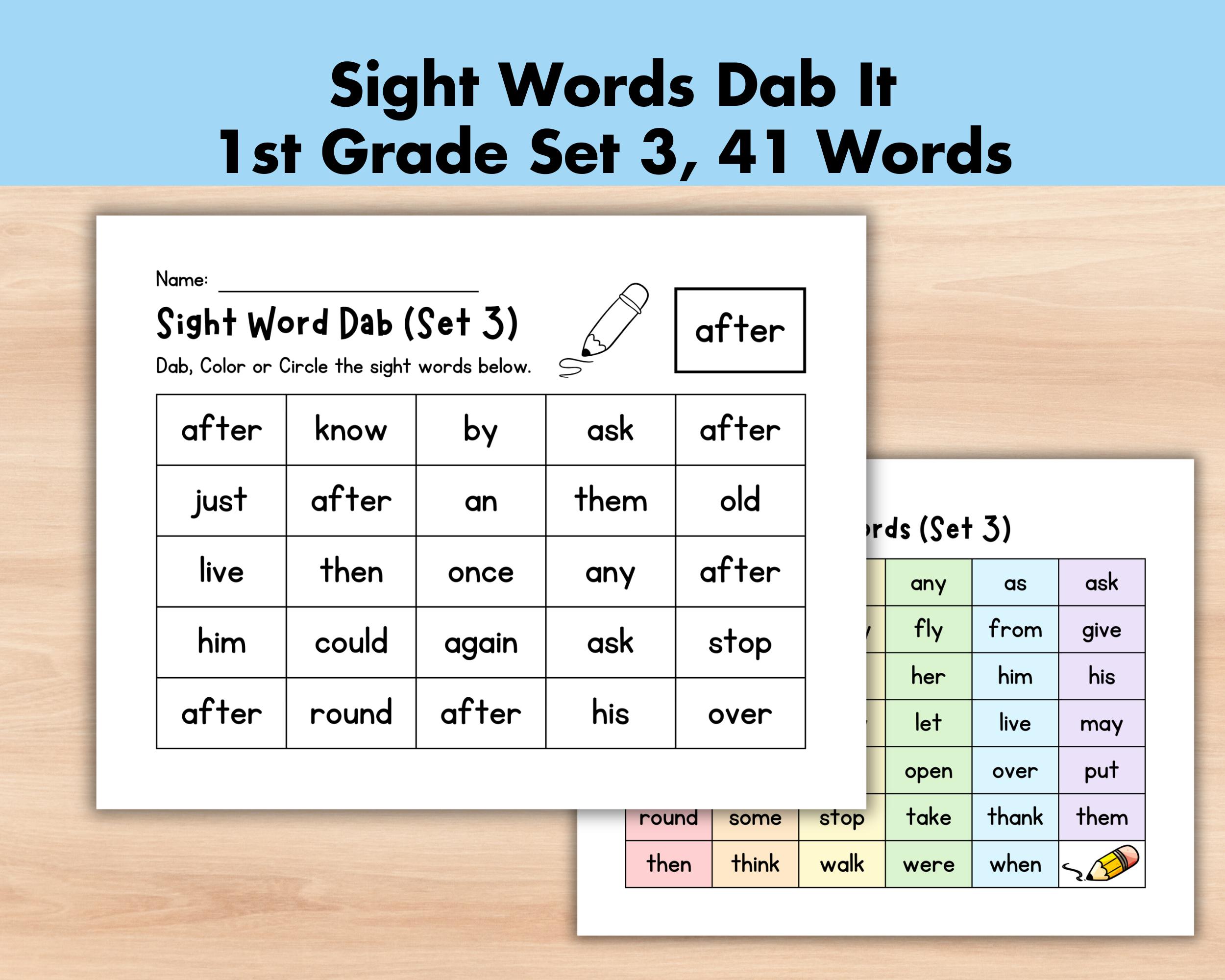 Sight Word Dab It Worksheet, Sight Word Activity, Printable Worksheets ...