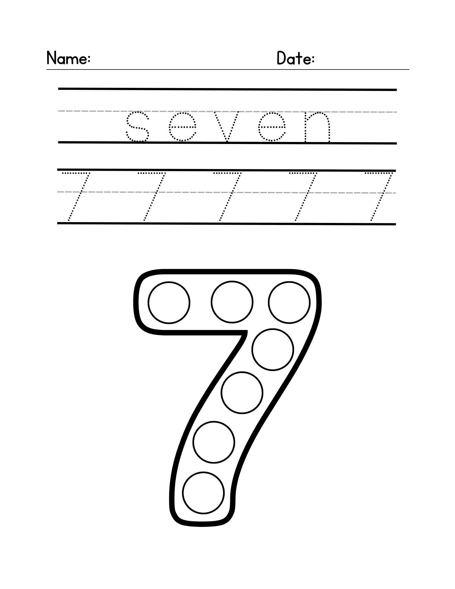 Numbers Dot Marker Printable Coloring Pages, Do a Dot Activity, Number ...