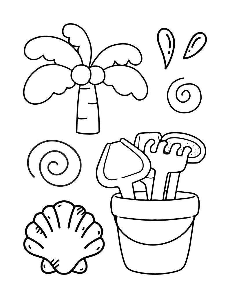 Summer Coloring Jumbo Pages for Kids, Printable Toddlers Kawaii ...