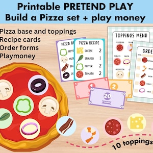 Pretend Play Build a Pizza, Dramatic Play Set, Playmoney, Homeschool ...
