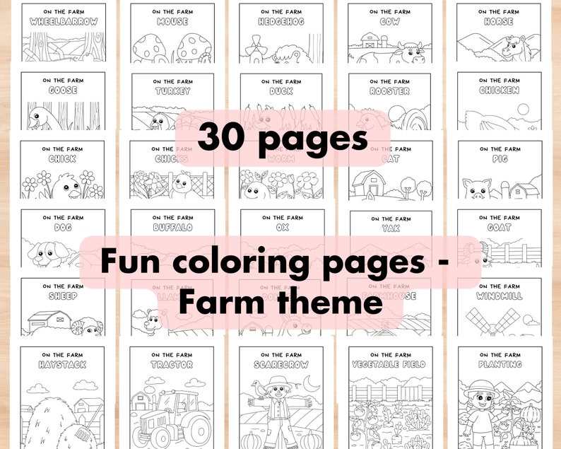 30 Farm Animals Coloring Pages for Kids, Farm Coloring Page, Farm ...