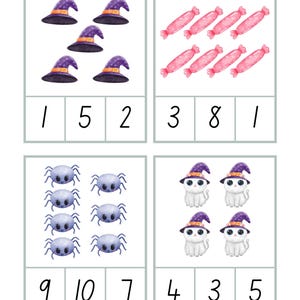 Count and Clip Cards, Numbers 1-10, Preschool Math Numbers Activities ...