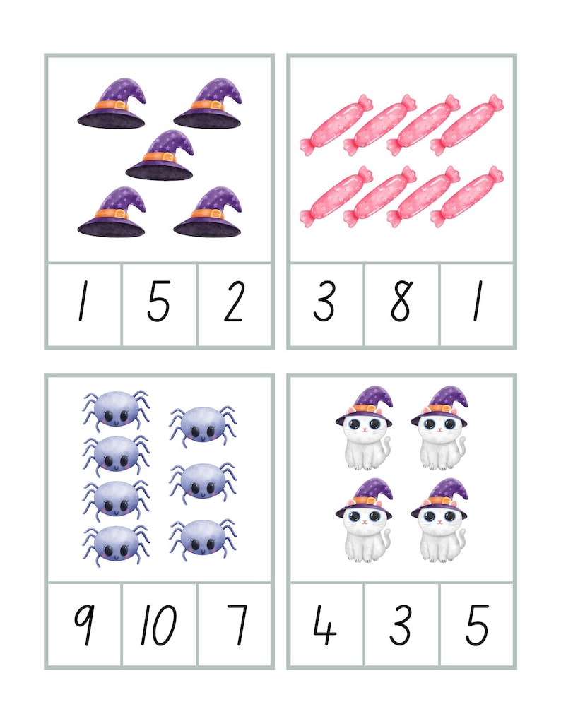 Count and Clip Cards, Numbers 1-10, Preschool Math Numbers Activities ...