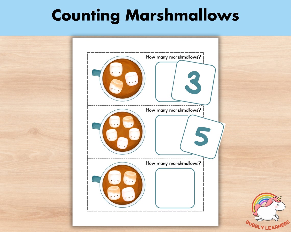 Counting Marshmallows Maths Worksheet, Printable Worksheet, Homeschool ...