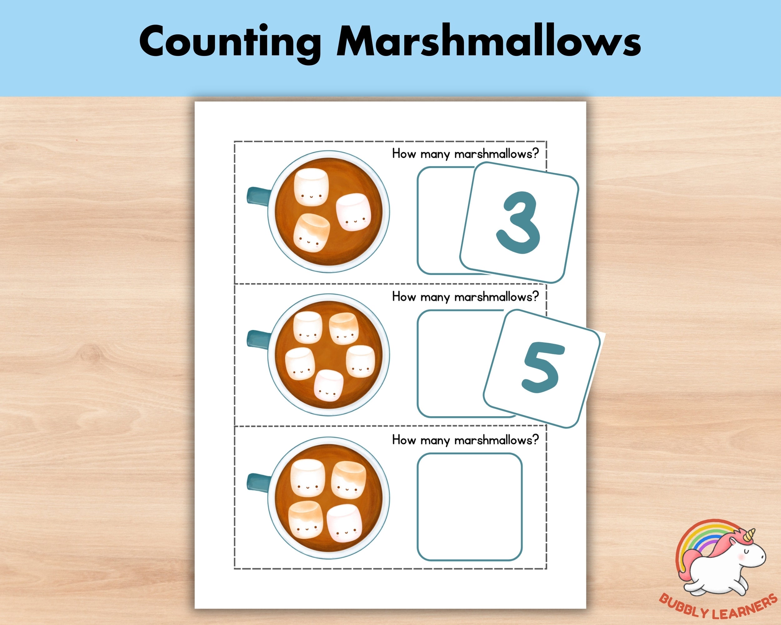 Counting Marshmallows Maths Worksheet, Printable Worksheet, Homeschool ...