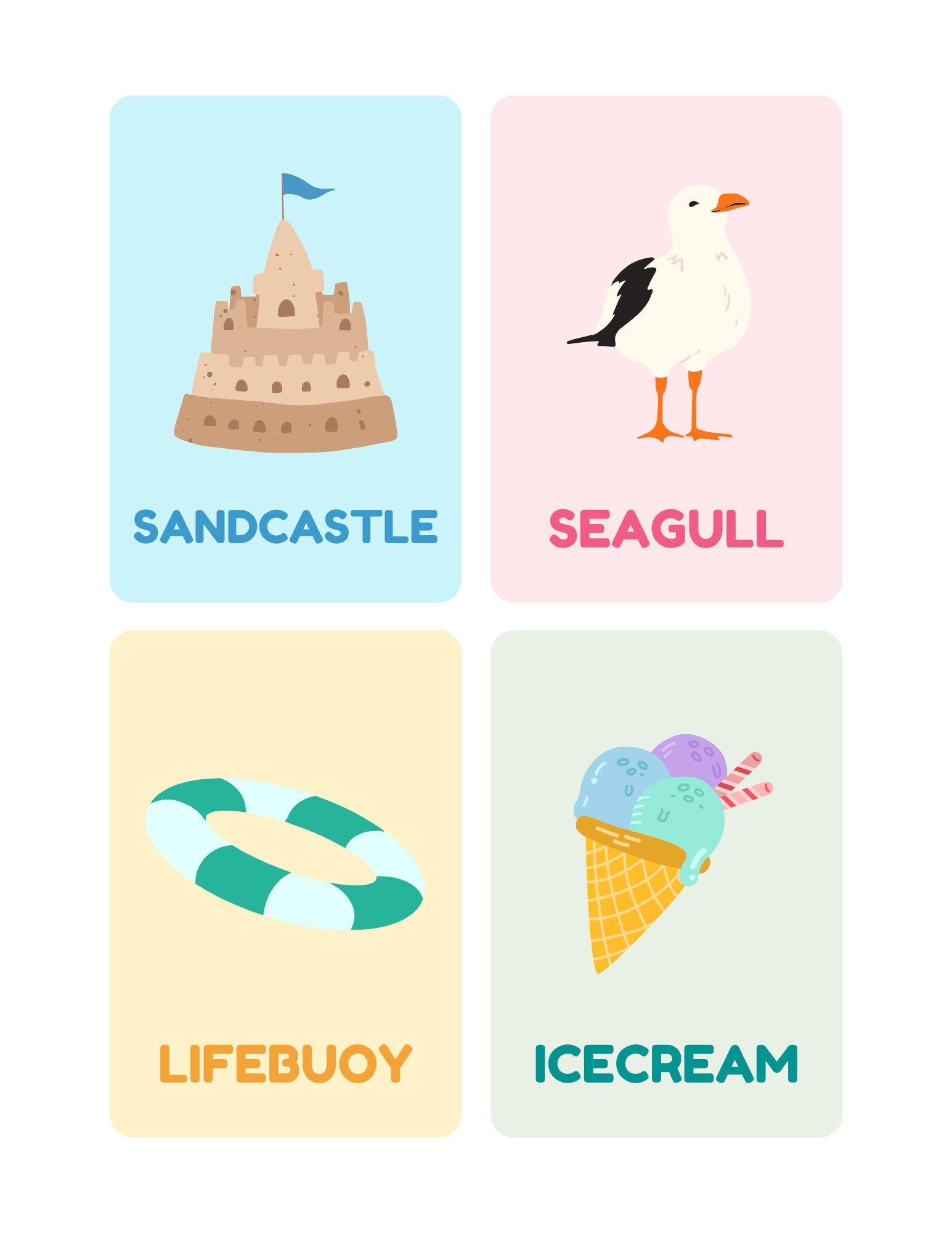 40 Summer Flashcards, Summer Vocabulary Nature Cards,printable ...