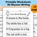 Rhyme Sentence Writing Worksheet, Write the Sentence, Printable ...