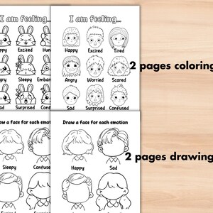 Emotions Coloring Pages, Kids Feelings, Instant Digital Download Pdf ...
