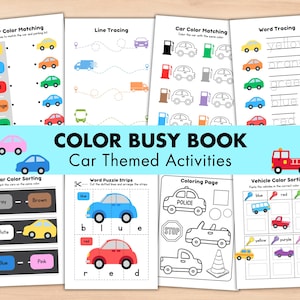 Toddler Busy Book Printable, Colour Sorting Matching Game, Car Color ...
