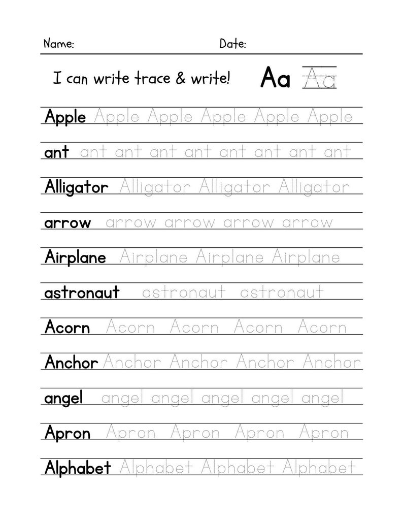 26 Trace the Words Worksheet, Printable Writing Activity, KG1 to Grade ...