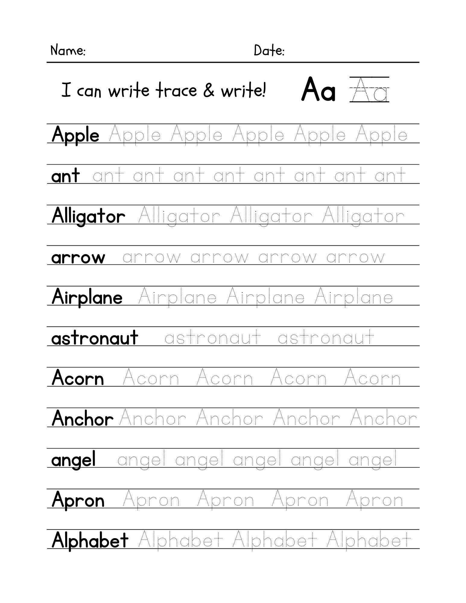 26 Trace the Words Worksheet, Printable Writing Activity, KG1 to Grade ...