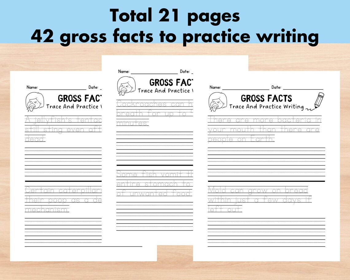 42 Gross Facts Write the Sentence Worksheet, Printable Sentences ...