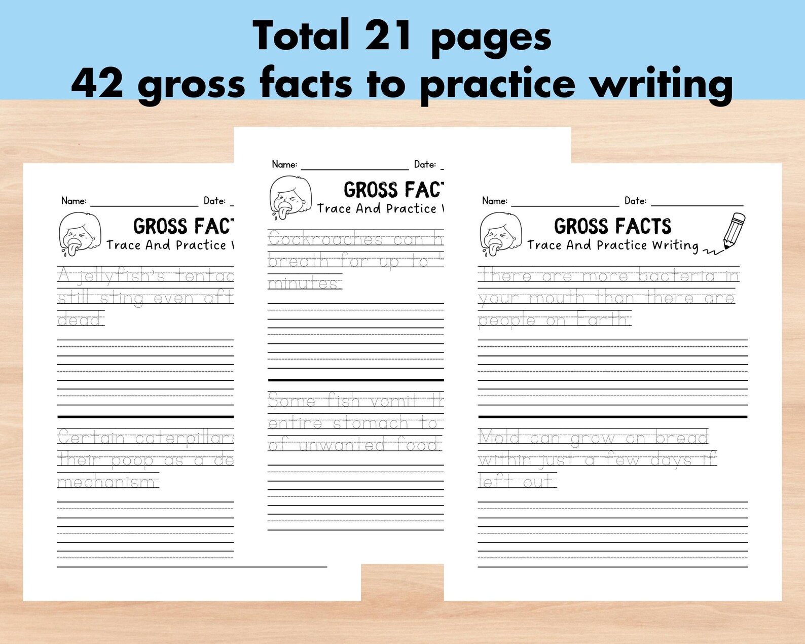 42 Gross Facts Write the Sentence Worksheet, Printable Sentences ...