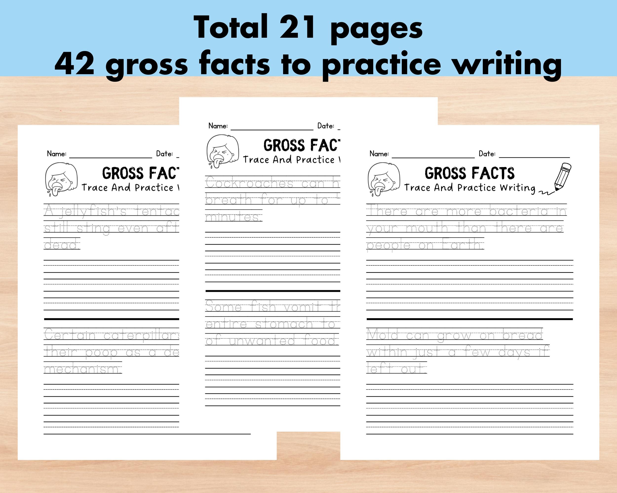 42 Gross Facts Write the Sentence Worksheet, Printable Sentences ...