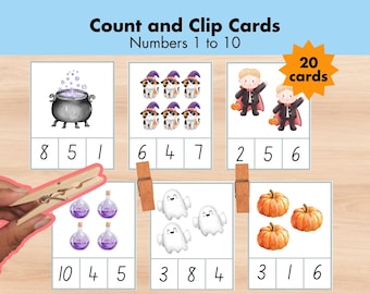 Count and Clip Cards, Numbers 1-10, Preschool Math Numbers Activities ...