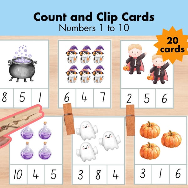 Count and Clip Cards - Etsy