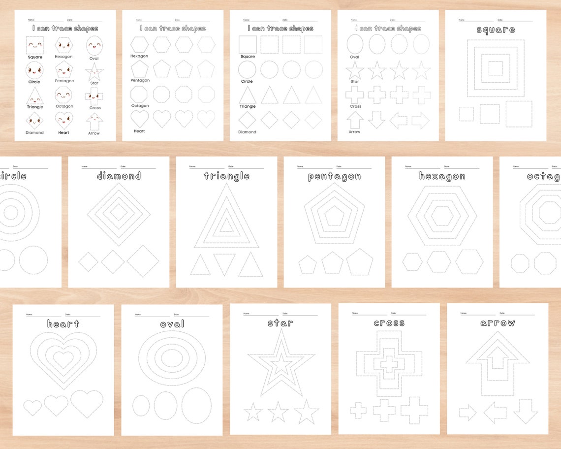 Printable Shape Tracing Worksheet, Preschool Basic Shape Homeschool ...