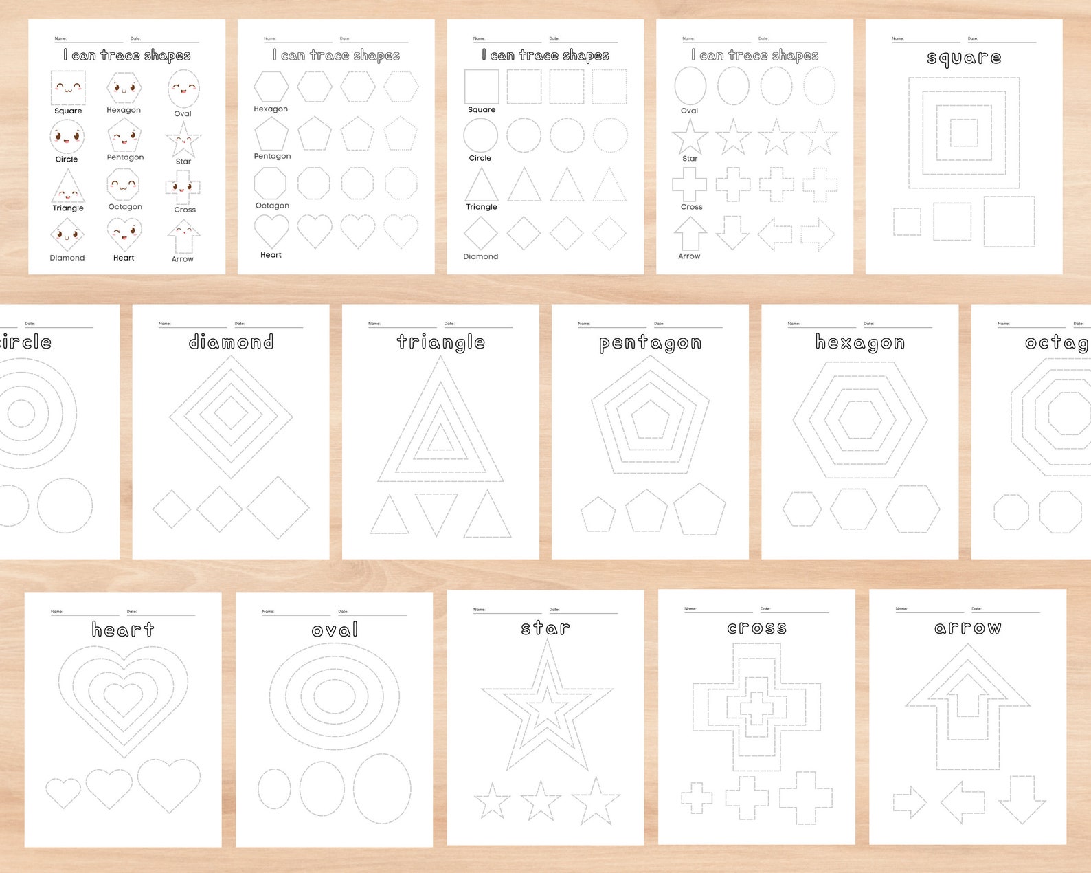 Printable Shape Tracing Worksheet, Preschool Basic Shape Homeschool ...