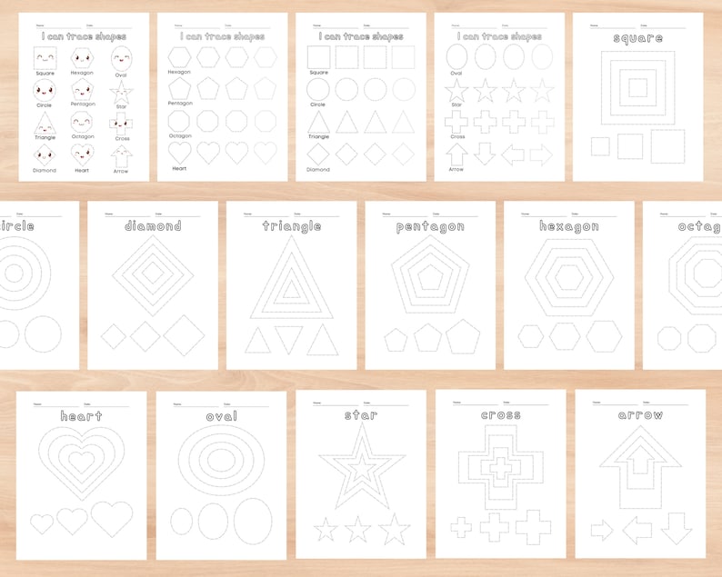 Printable Shape Tracing Worksheet, Preschool Basic Shape Homeschool ...