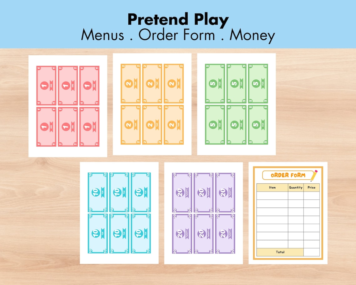 Pretend Play Menus, Pretend Restaurant Menus Kids Kitchen,printable ...