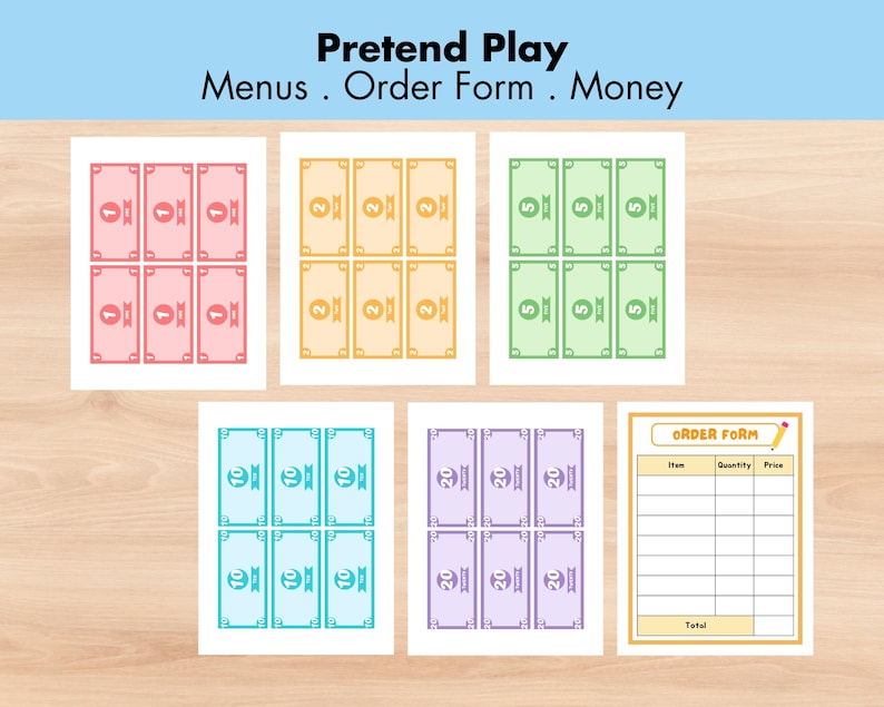 Pretend Play Menus, Pretend Restaurant Menus Kids Kitchen,printable ...