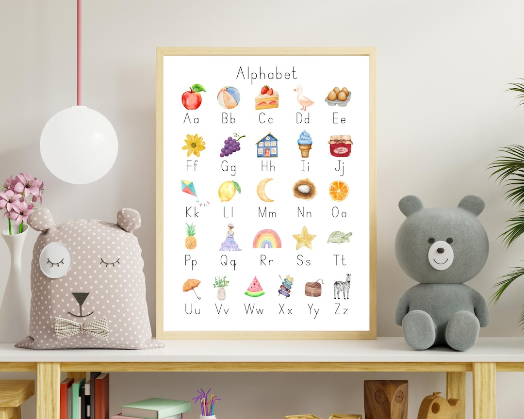 Watercolor Alphabet Poster Chart, ABC Classroom Decor, Printable ...