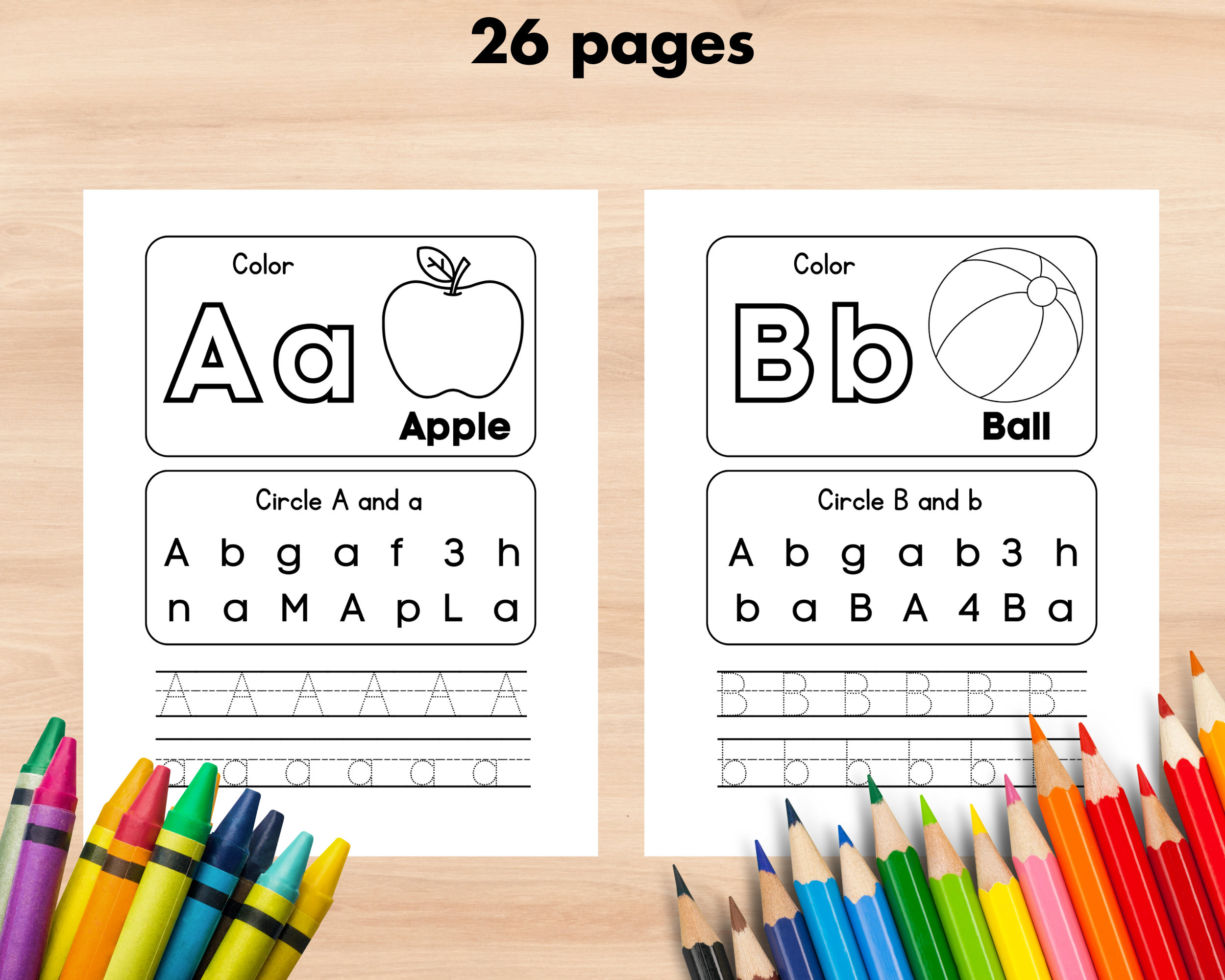 Preschool Alphabet Worksheets, Toddler ABC Practice,lowercase Uppercase ...