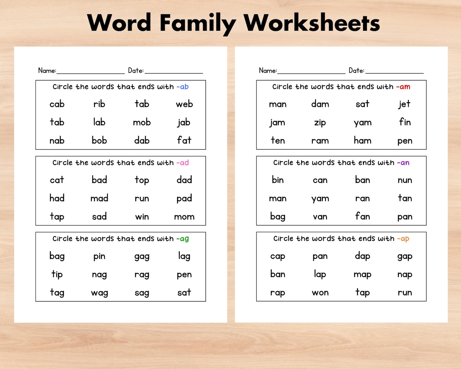 Phonics CVC Word Family Worksheet Bundle, Homeschool Kindergarten ...