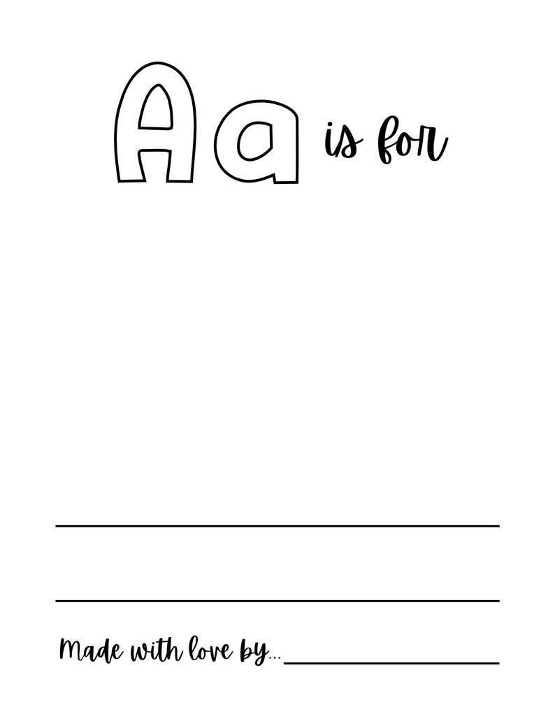 Blank Alphabet Book, ABC Baby Shower Coloring Book, Baby Shower Guest ...