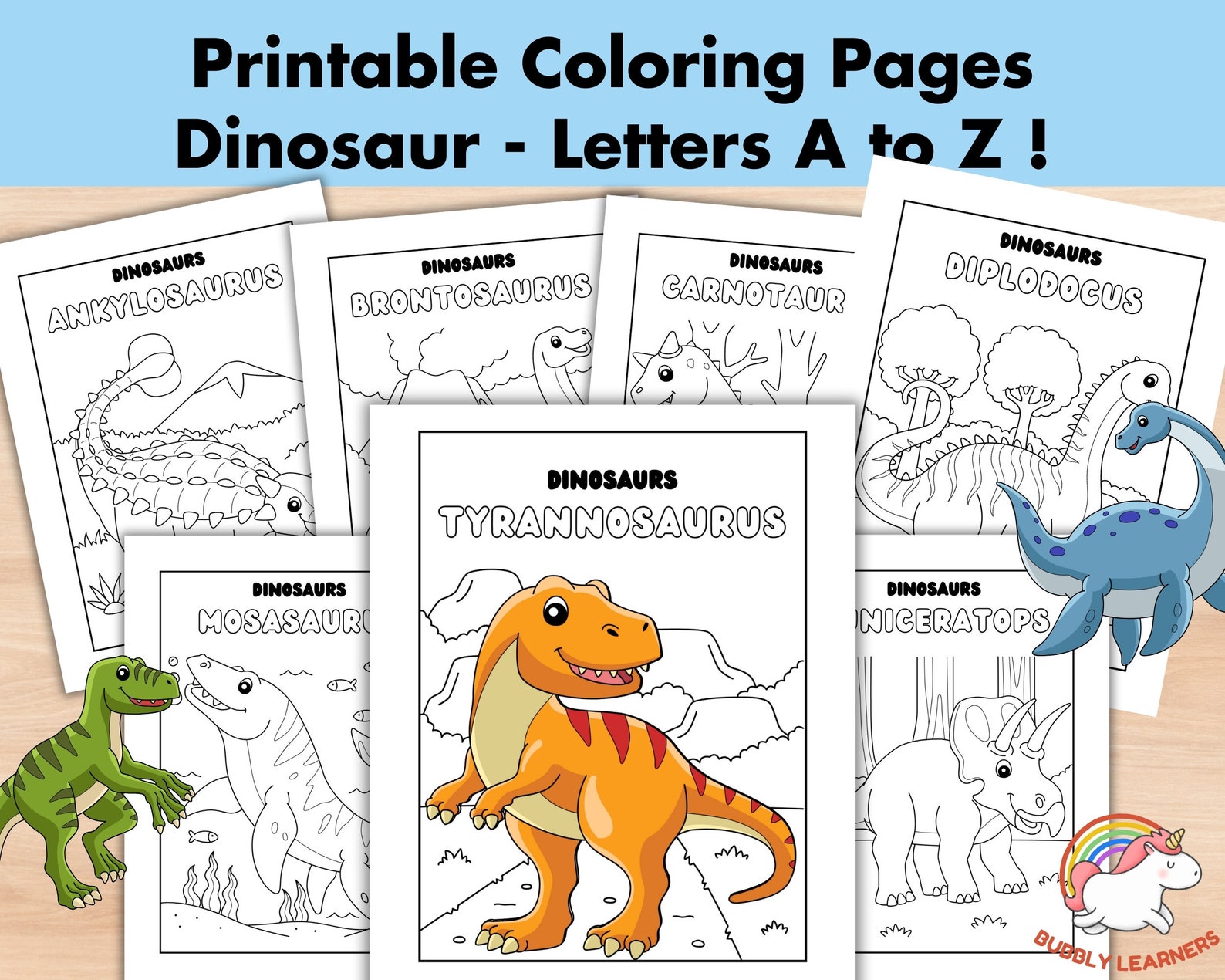 Dinosaur Coloring Pages Printable Alphabet, Dinosaur Activity for Kid ...