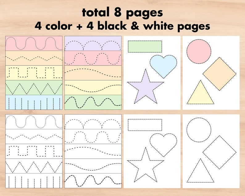 Preschool Cutting Scissors Skills Practice Sheets, Printable Shapes ...