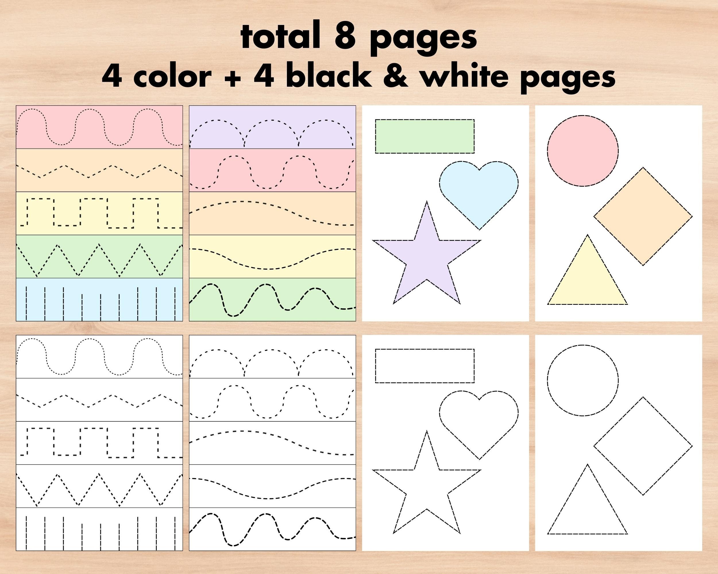 Preschool Cutting Scissors Skills Practice Sheets, Printable Shapes ...